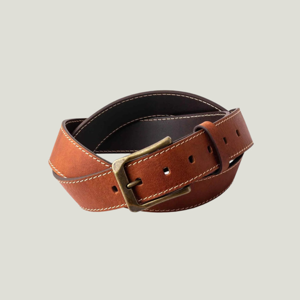 Irving Men's Leather Belt | Stitched Frisco Rustic – Atelier Pegai